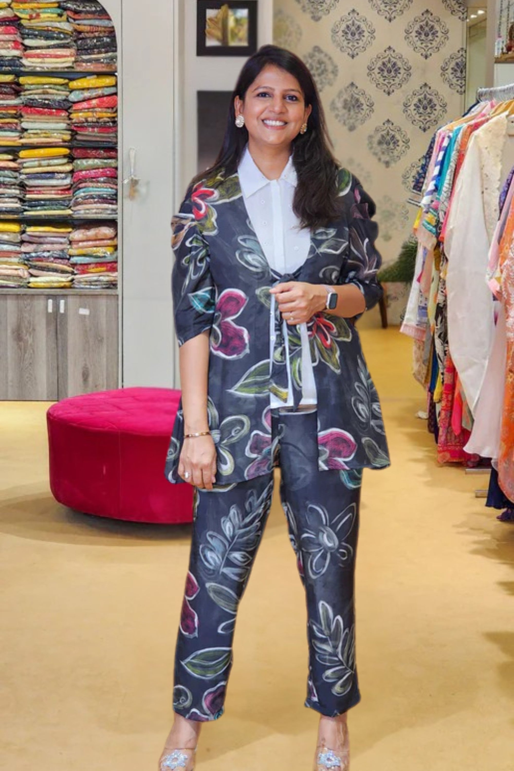Black Floral Mirror Highlight Co Ord Set – pinktreebyshrutika