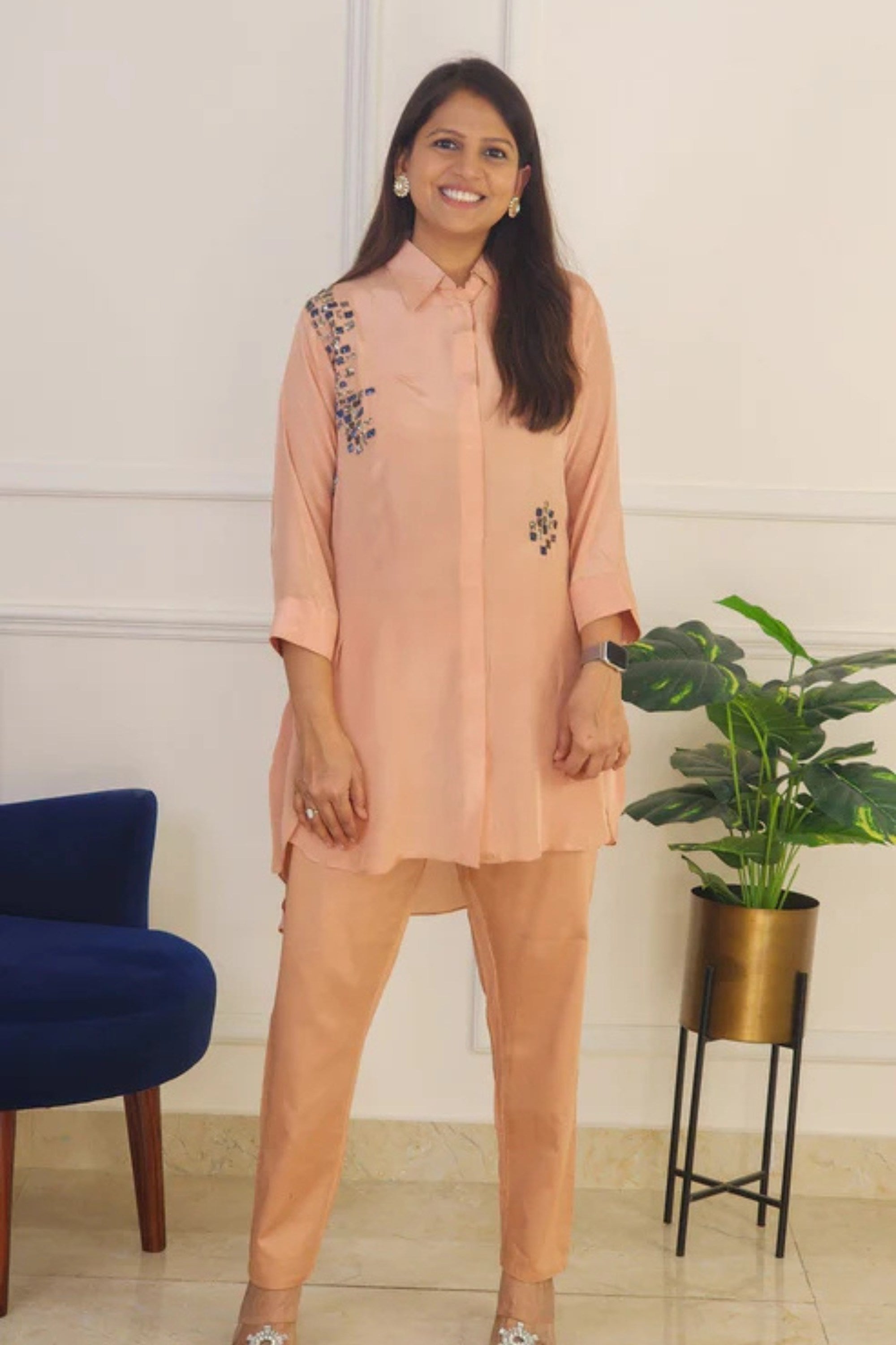 Peach Antique Handwork Co Ord Set – pinktreebyshrutika